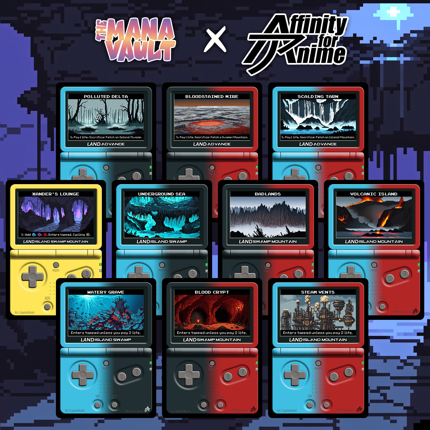 The Mana Vault : Blue-Black-Red Pixel Lands – Mana Vault Proxies