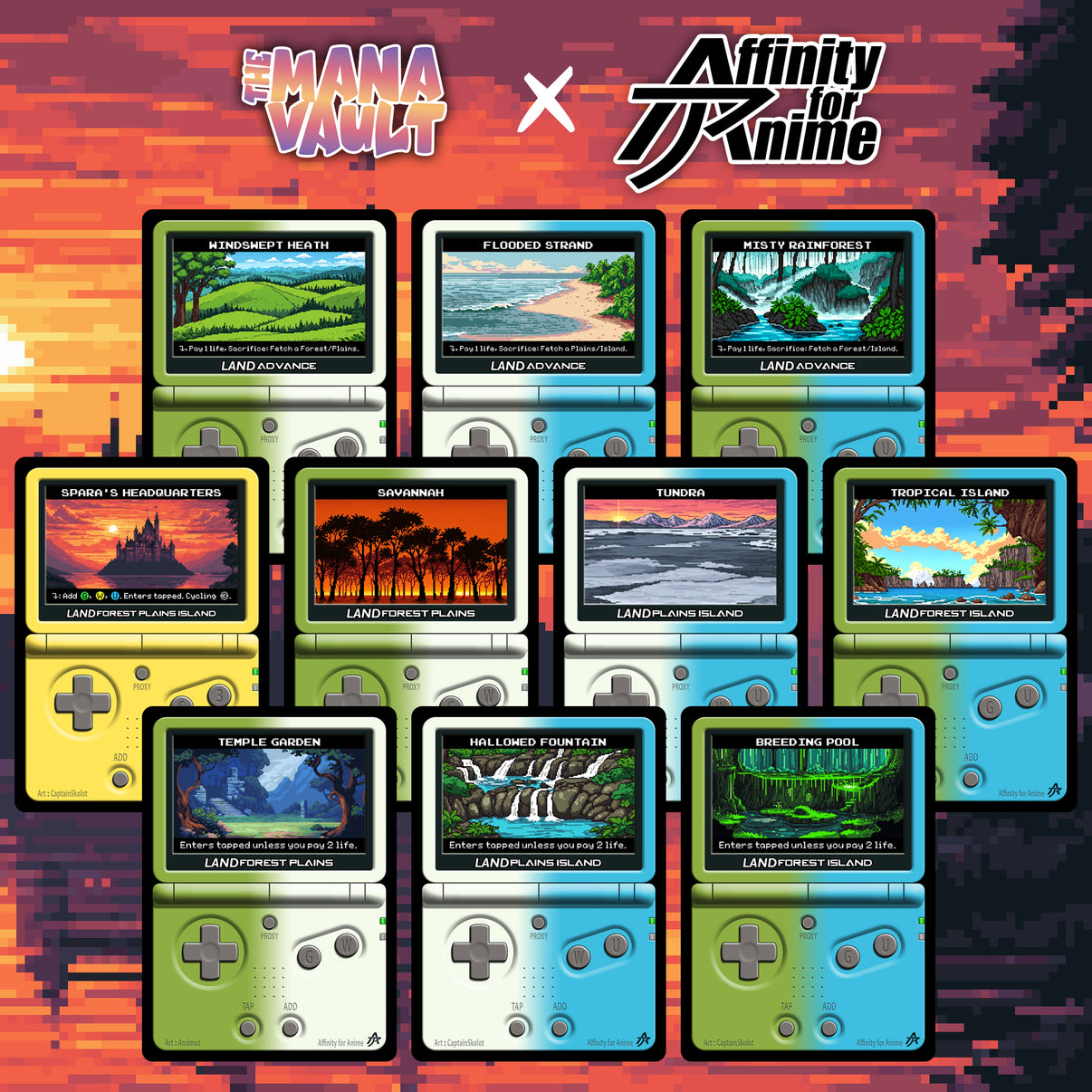 The Mana Vault : Green-White-Blue Pixel Lands – Mana Vault Proxies