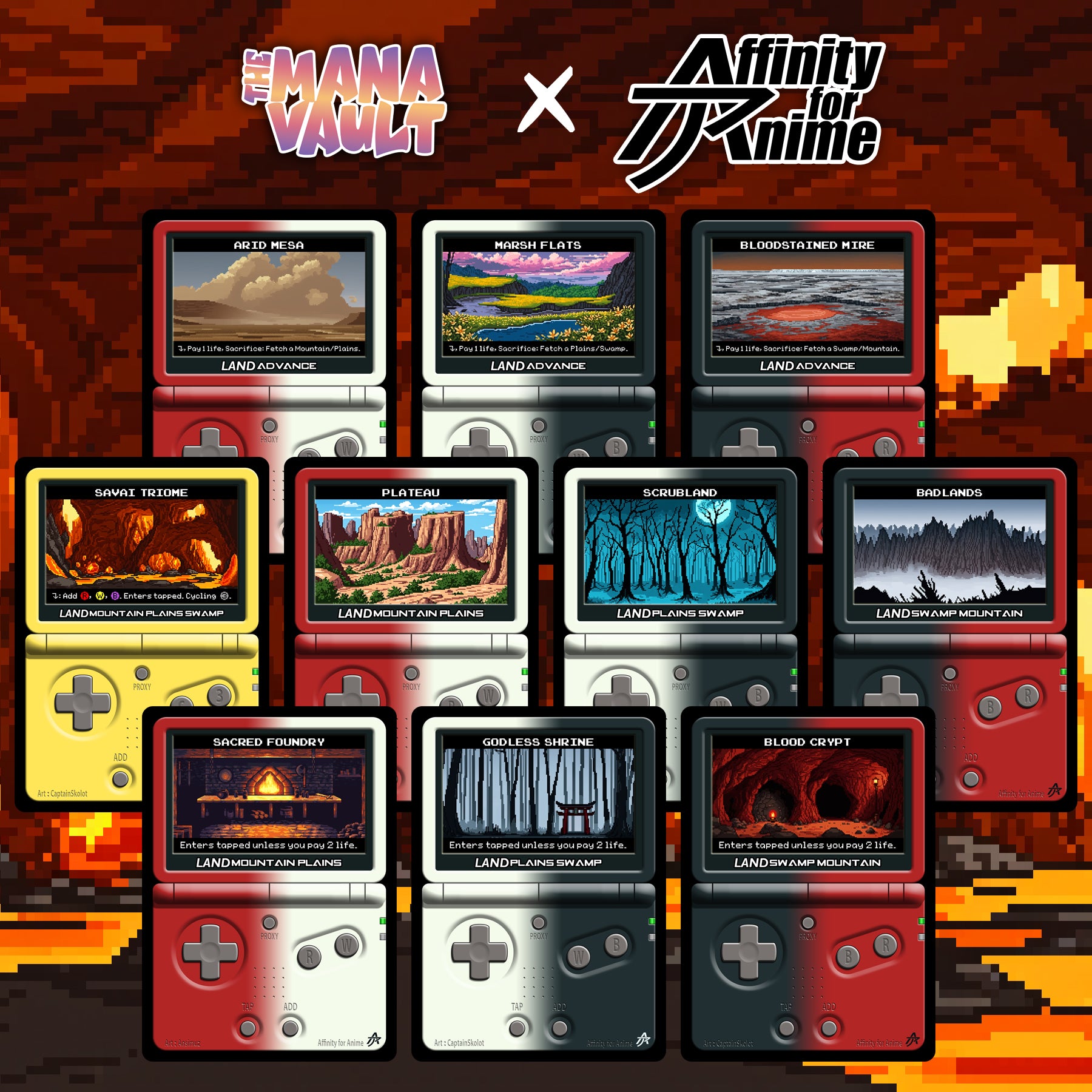 The Mana Vault : Red-White-Black Pixel Lands – Mana Vault Proxies